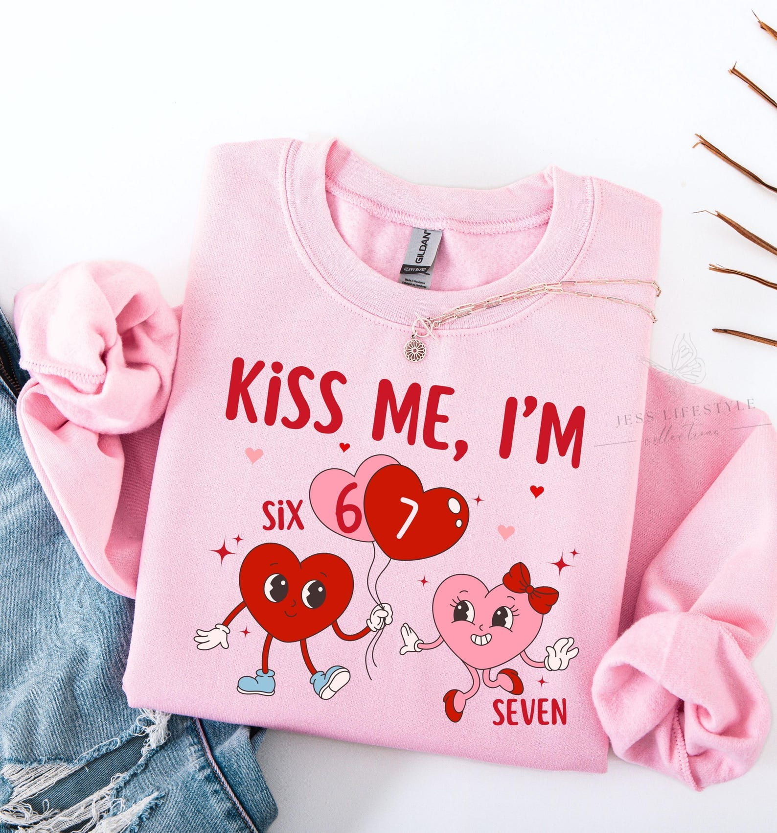 67 Valentine Sweatshirt, Six Seven Heart Crewneck, 6-7 Meme Valentine ...