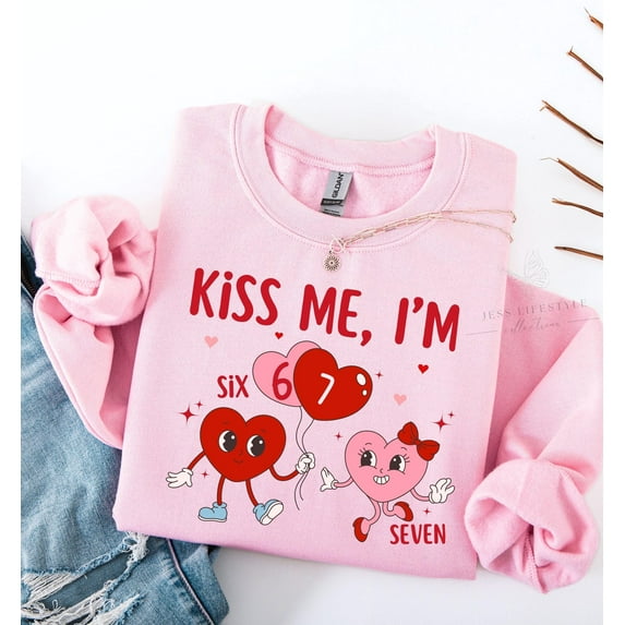 67 Valentine Sweatshirt, Six Seven Heart Crewneck, 6-7 Meme Valentine ...
