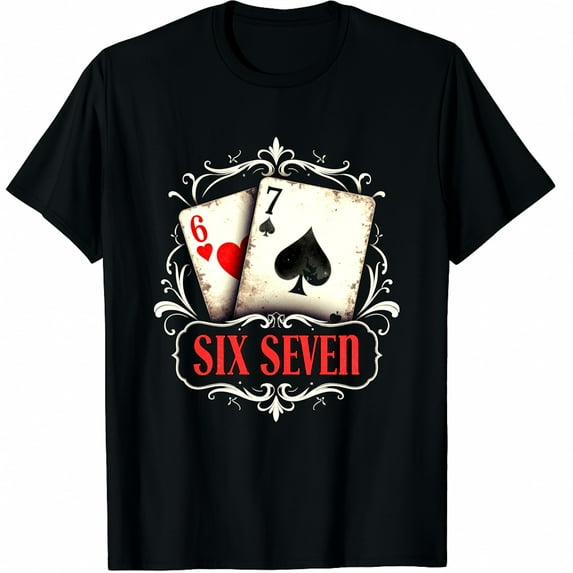 67 Valentine's Day Six Seven Meme Hearts Graphic Black T-Shirt for Men ...