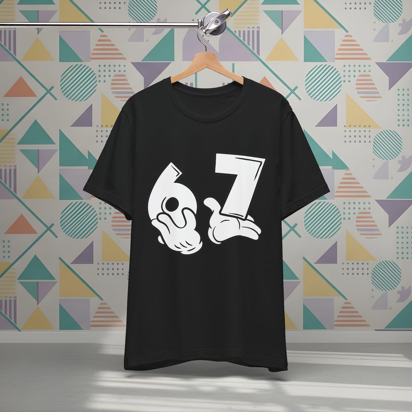 67 Viral Internet Trend Graphic Tee, Mickey Mouse Hands Retro Number ...