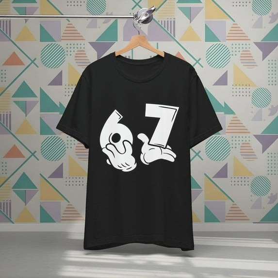 67 Viral Internet Trend Graphic Tee, Mickey Mouse Hands Retro Number ...