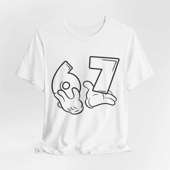 67 Viral Internet Trend Graphic Tee, Mickey Mouse Hands Retro Number ...