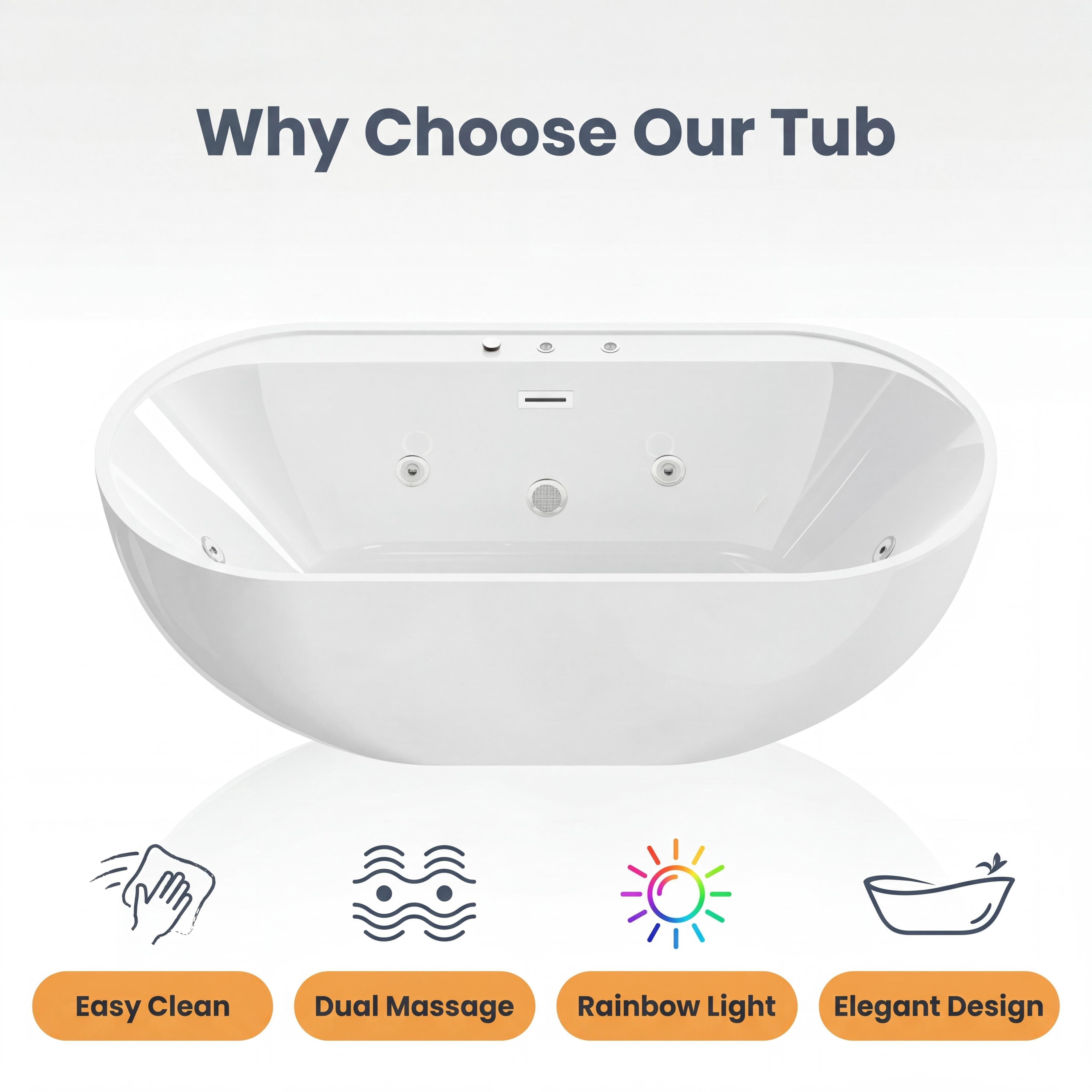 67" Whirlpool and Air Bath Soaking Combination Tub with Adjustable ...