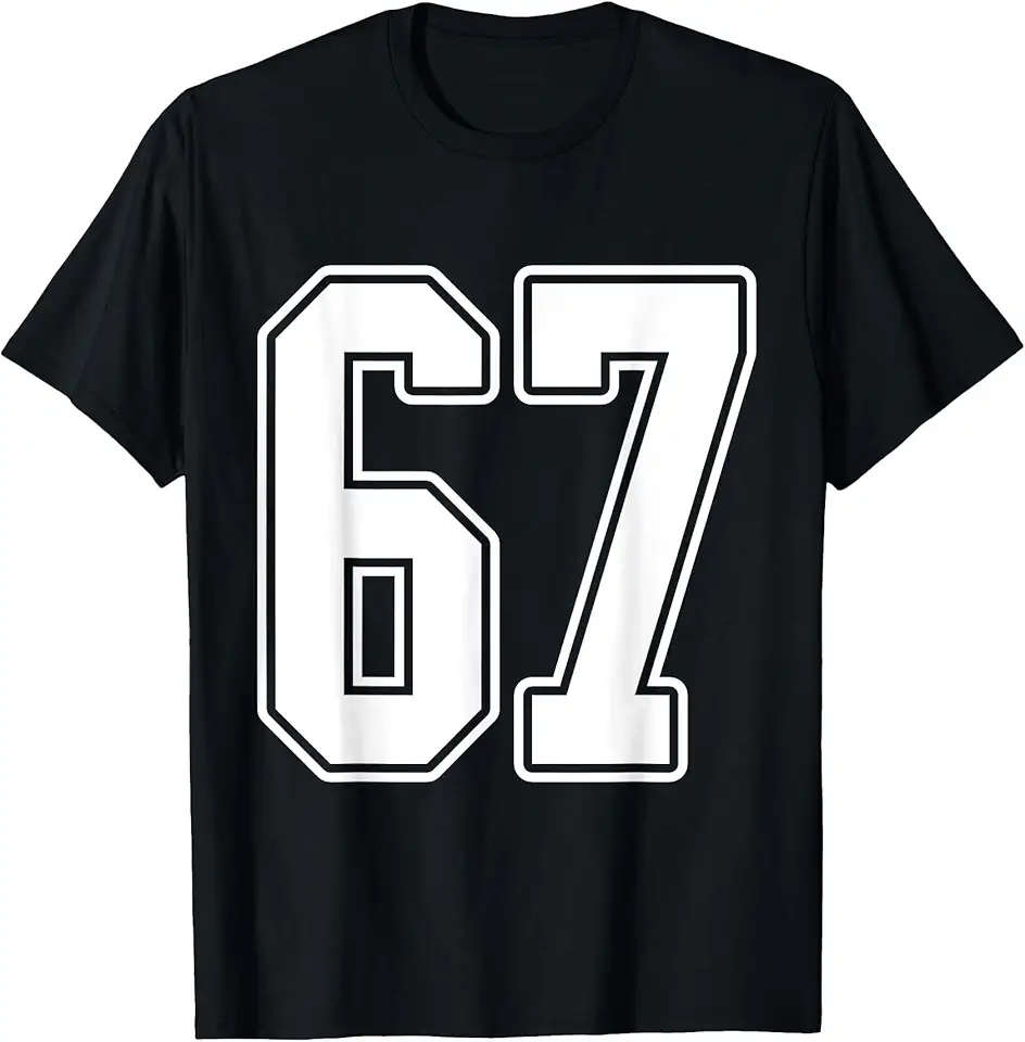 #67 White Outline Number 67 Sports Fan Jersey Style T-Shirt - Walmart.com