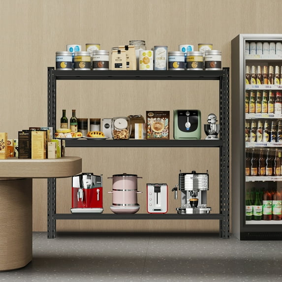 67" Wide Industrial Shelving Rack, 3-Tier Metal Adjustable Storage Rack ...