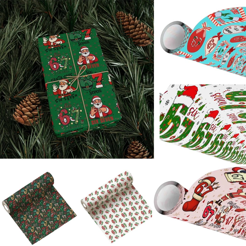 67 Wrapping Paper Christmas Gift Wrap, Fun Christmas - Themed 6 7 ...