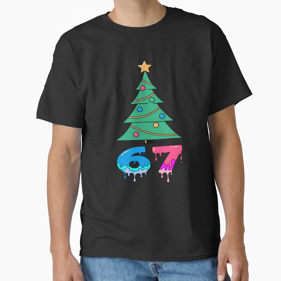 67 Xmas Tree Dripping Ice Cream Six Seven Holiday Meme Art Unisex T ...