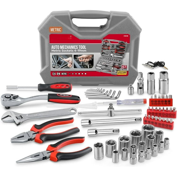 67 count Metric Mechanic Tool Set, & Tool Kit, Repair with Pliers, Set ...