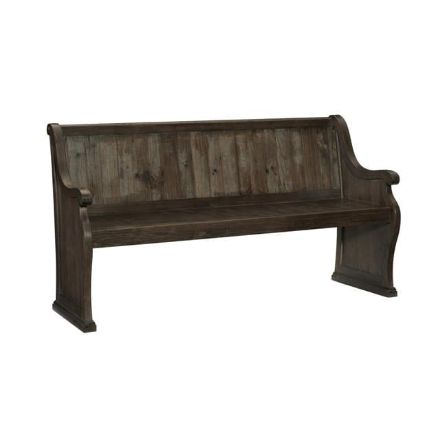 67 in. Vill Bench with Curved Arms & Backrest - Solid Wood Frame ...