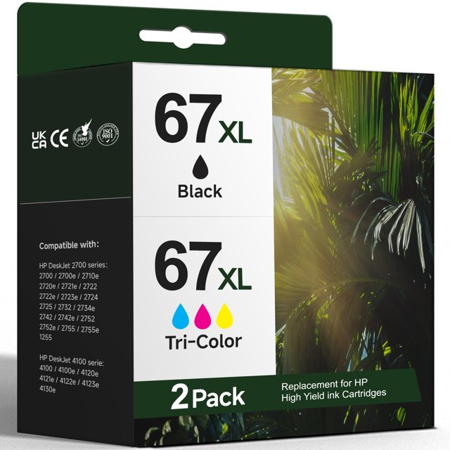 67XL ink cartridges compatible For hp 67 ink cartridger High Yield Combo Pack(Black, Tri-Color ...