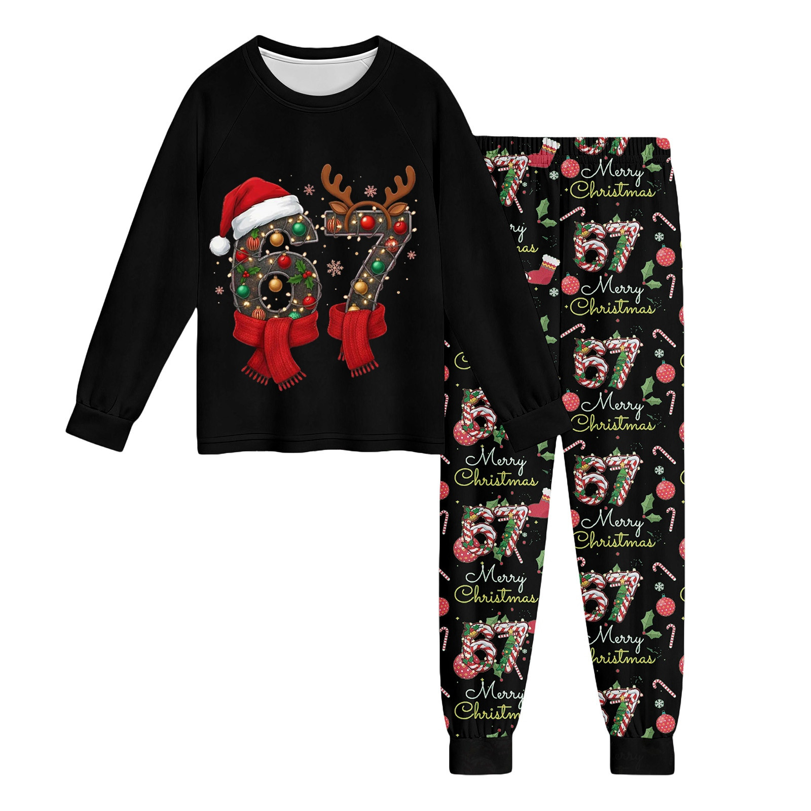 67 shirt B'oys Themed Long Sleeve Pajama Cozy Holiday Print Loungewear ...