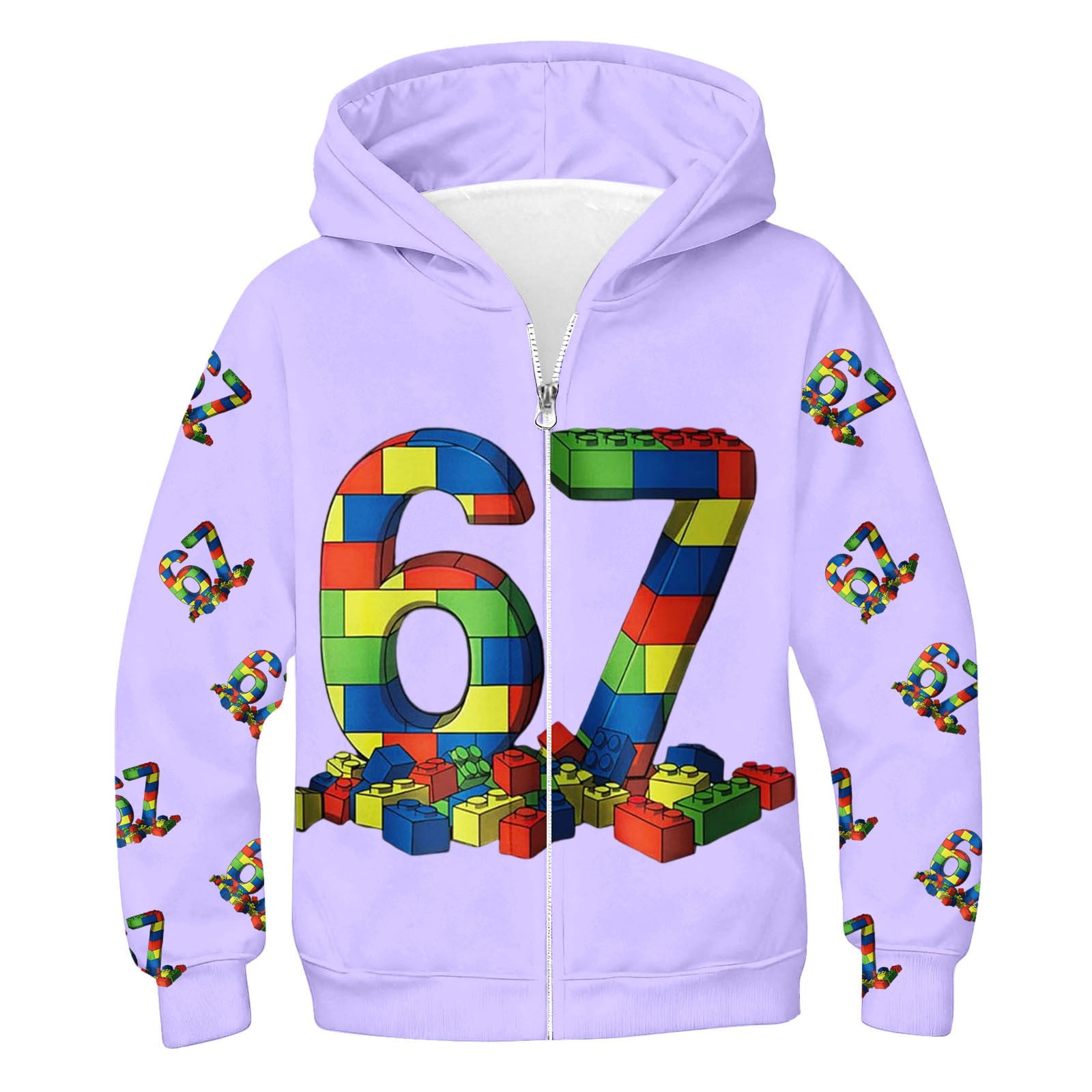 67 shirt G'irls Cartoon Graphic Zip Up Hoodie Long Sleeve Pullover ...