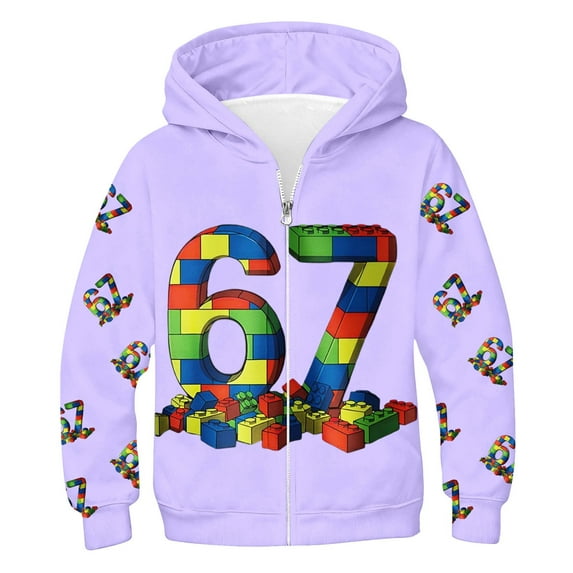67 shirt G'irls Cartoon Graphic Zip Up Hoodie Long Sleeve Pullover ...