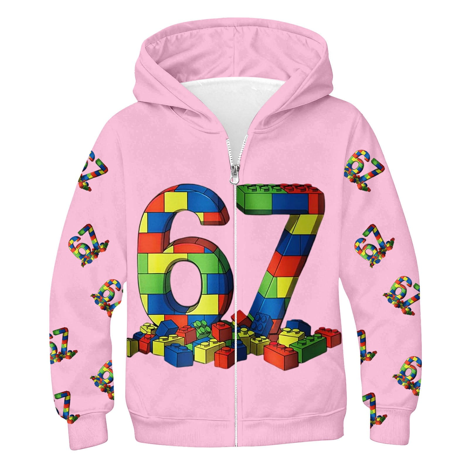 67 shirt G'irls Cartoon Graphic Zip Up Hoodie Long Sleeve Pullover ...