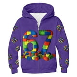 67 shirt G'irls Cartoon Graphic Zip Up Hoodie Long Sleeve Pullover ...