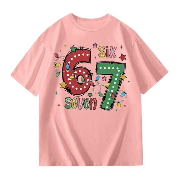 67 shirt G'irls Summer Short Sleeve T Shirt Cute Cartoon Number Print ...