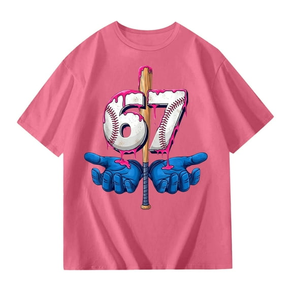 67 shirt G'irls Summer Short Sleeve T Shirt Cute Cartoon Number Print ...