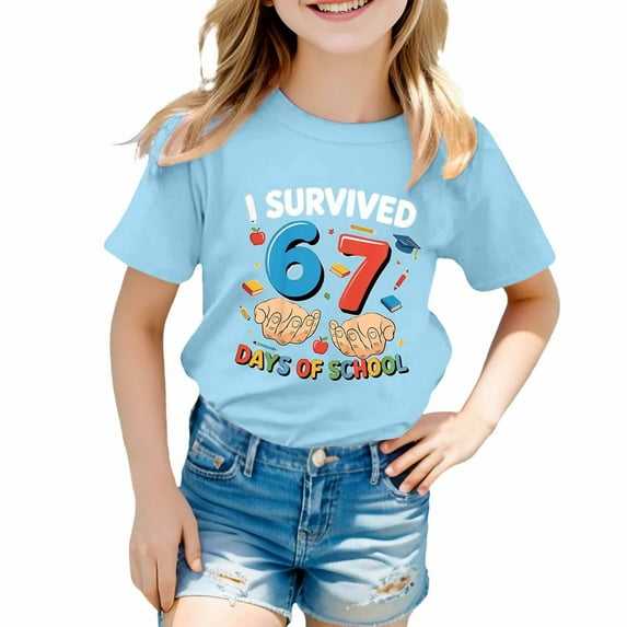 67 shirt for Kids Girls Six Seven Funny 67 Meme l Sur_vived 67 days of ...
