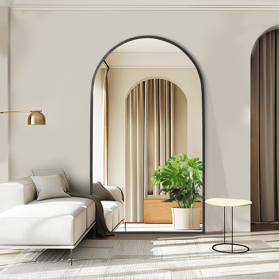 Dovelina 67x39 Modern Arched Aluminum Frame Full Length Wall Mirror ...