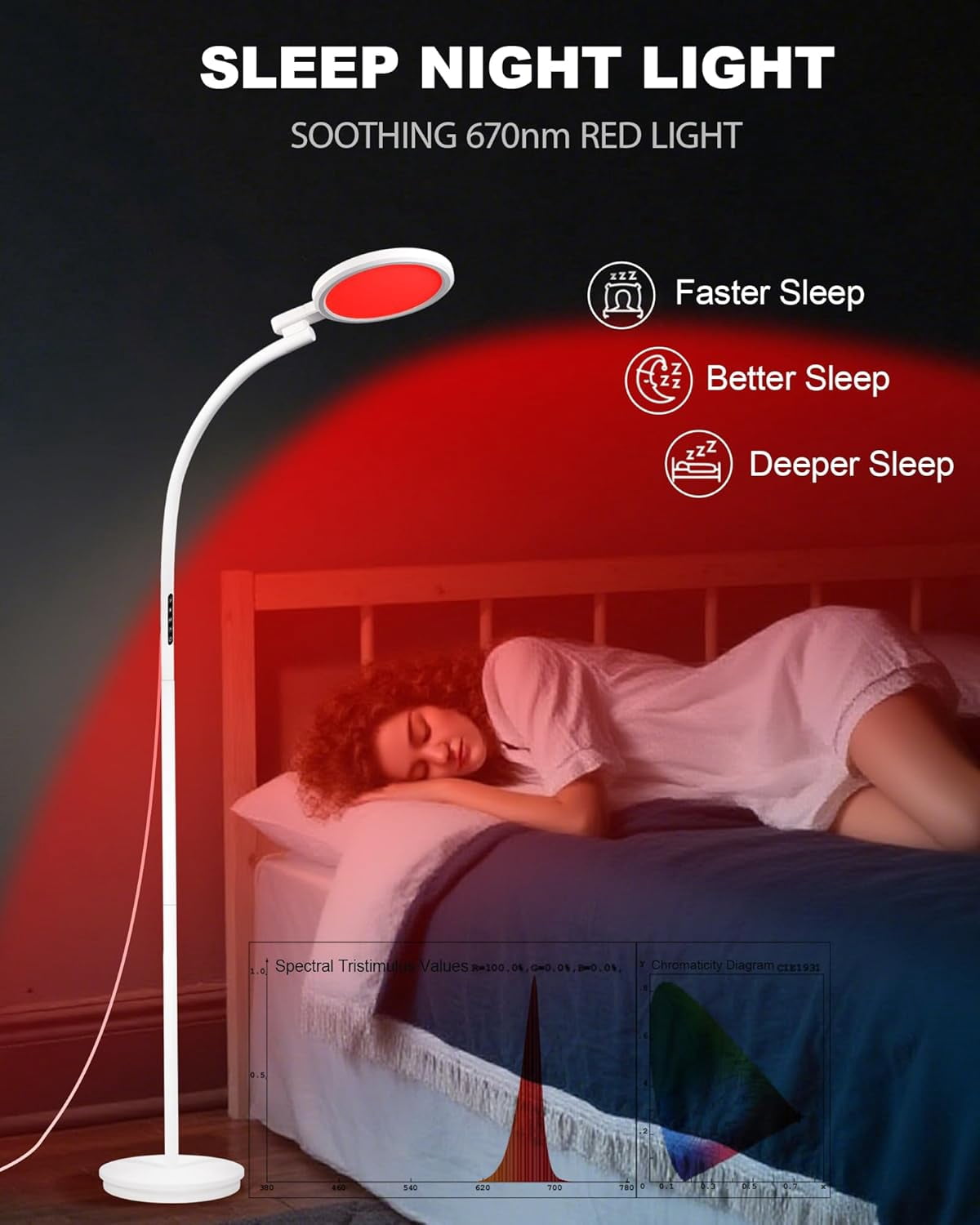 670nm Red Light Floor Lamp for Sleep, Adjustable Red Night Light ...