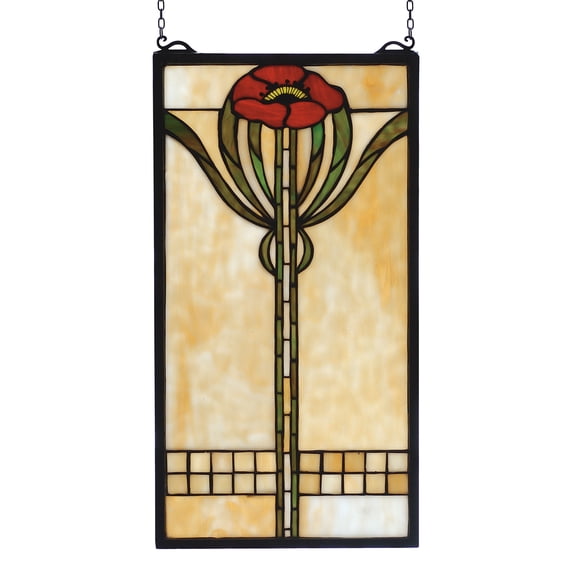68019 Meyda 26"W X 14"H Tulip & Fleurs Stained Glass Window - Walmart.com