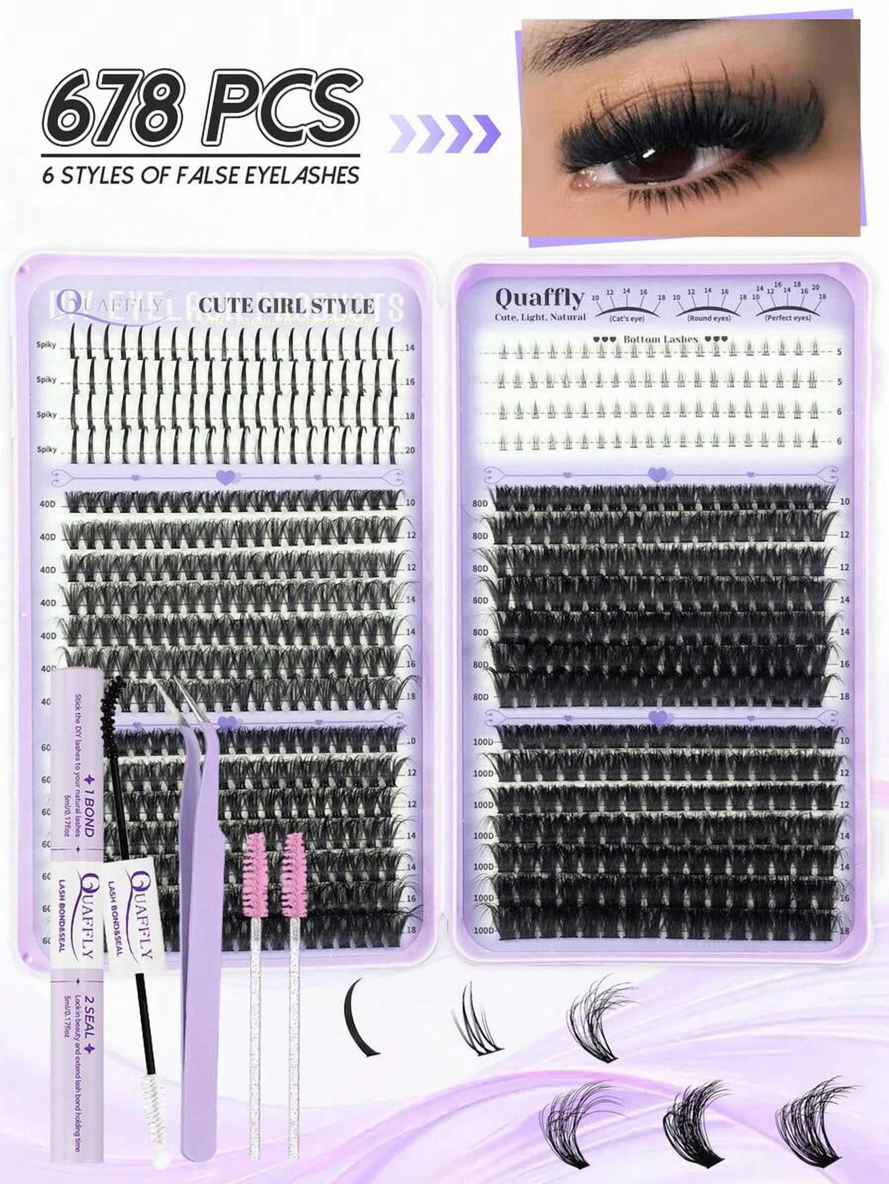 678PCS DIY Lash Clusters Kit with Bond and Seal, Wispy Spiky Eyelash ...