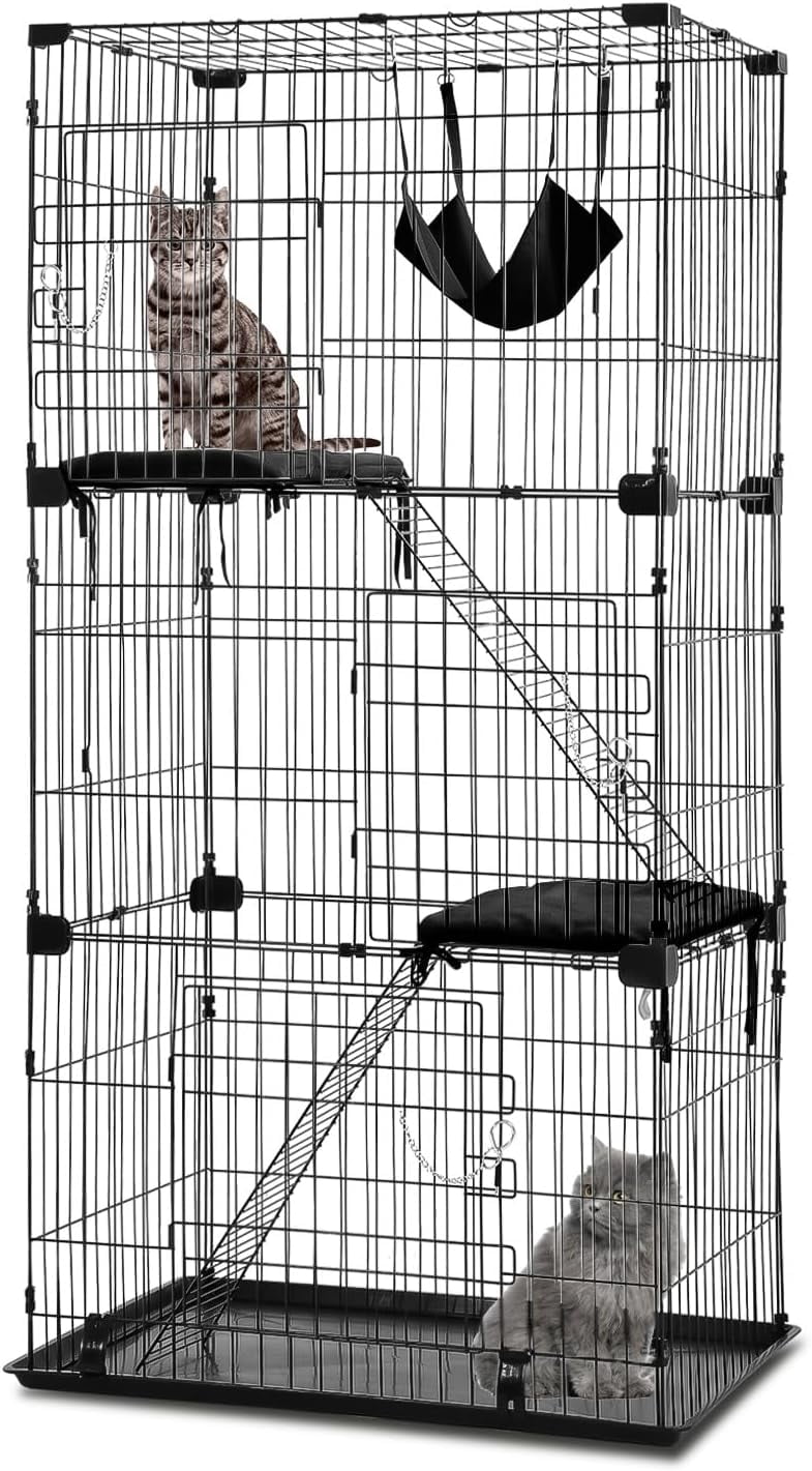 67In Cat Cage Crate 3-Tier Cat Kennel Enclosre Ferret Cat Cage House ...