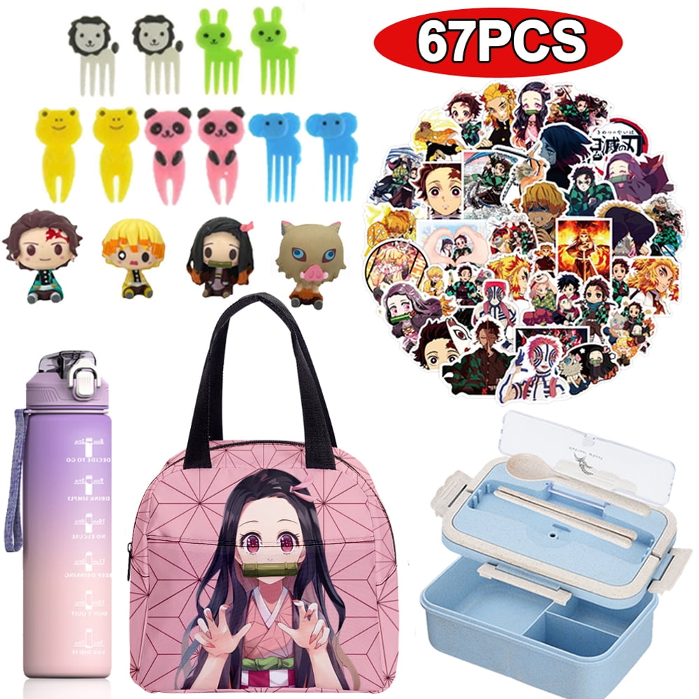 67PCS Anime Demon Slayer-Lunch Bag Insulated Thermal Lunch Bagwith ...