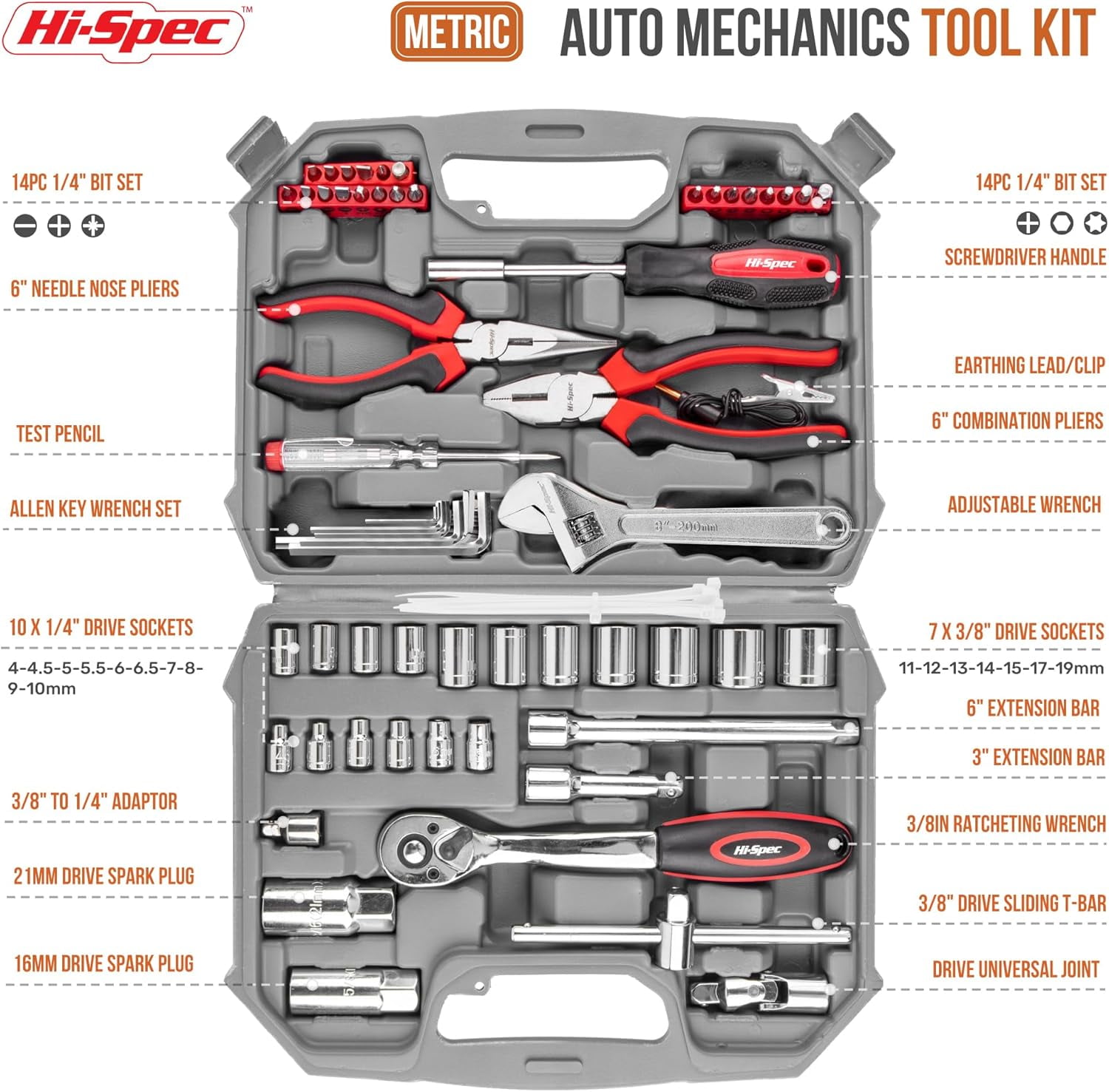 67Pc Metric Auto Mechanic Tool Set, Motorcycle & Car Tool Kit, Auto ...