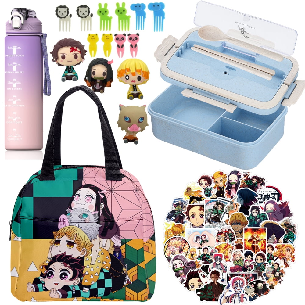 67Pcs Anime Cartoon Demon Slayer Lunch Bag Portable Lunch Tote with ...