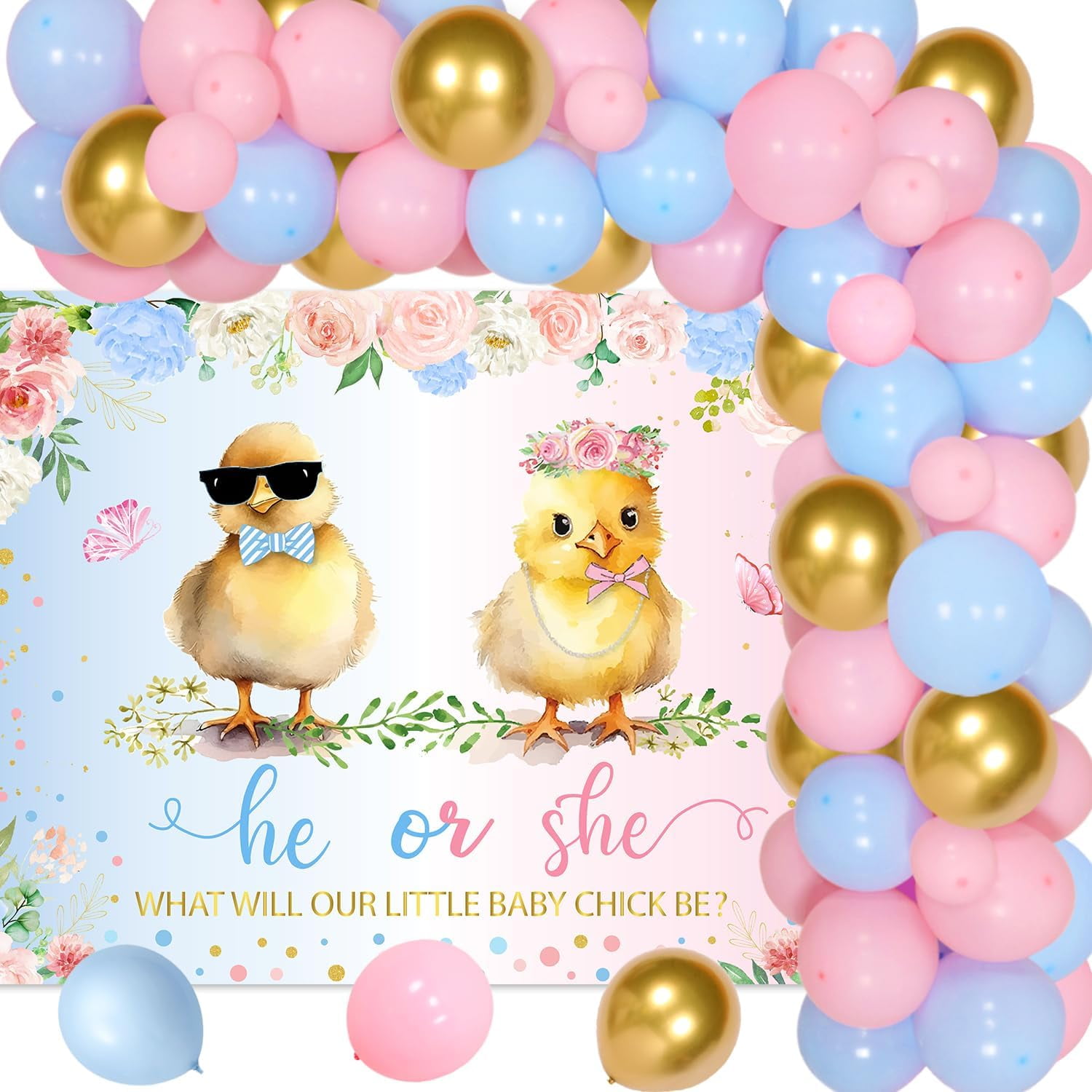 67Pcs Chicken Themed Gender Reveal Party Decorations He or She What ...