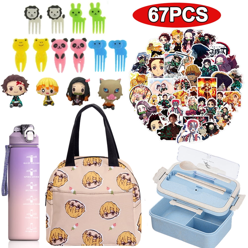 67Pcs/set Anime Demon Slayer-Lunch Bag Lunch Box Container with Bento ...