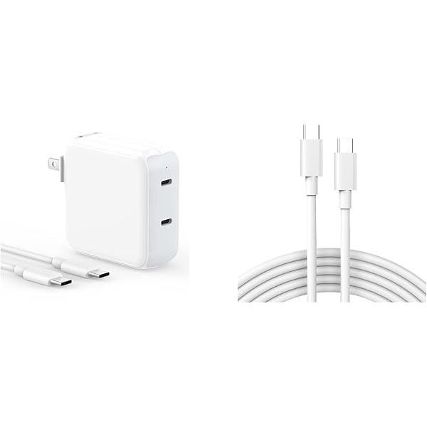 67W Dual Port USB C Power Adapter Bundle with 10ft USB C to USB C Cable ...
