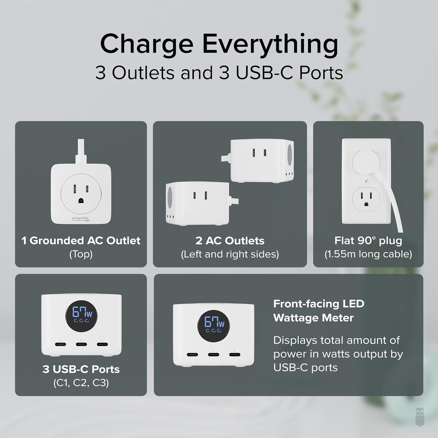 67W USB C Power Strip, Charging Station Extension Cord with Multiple ...