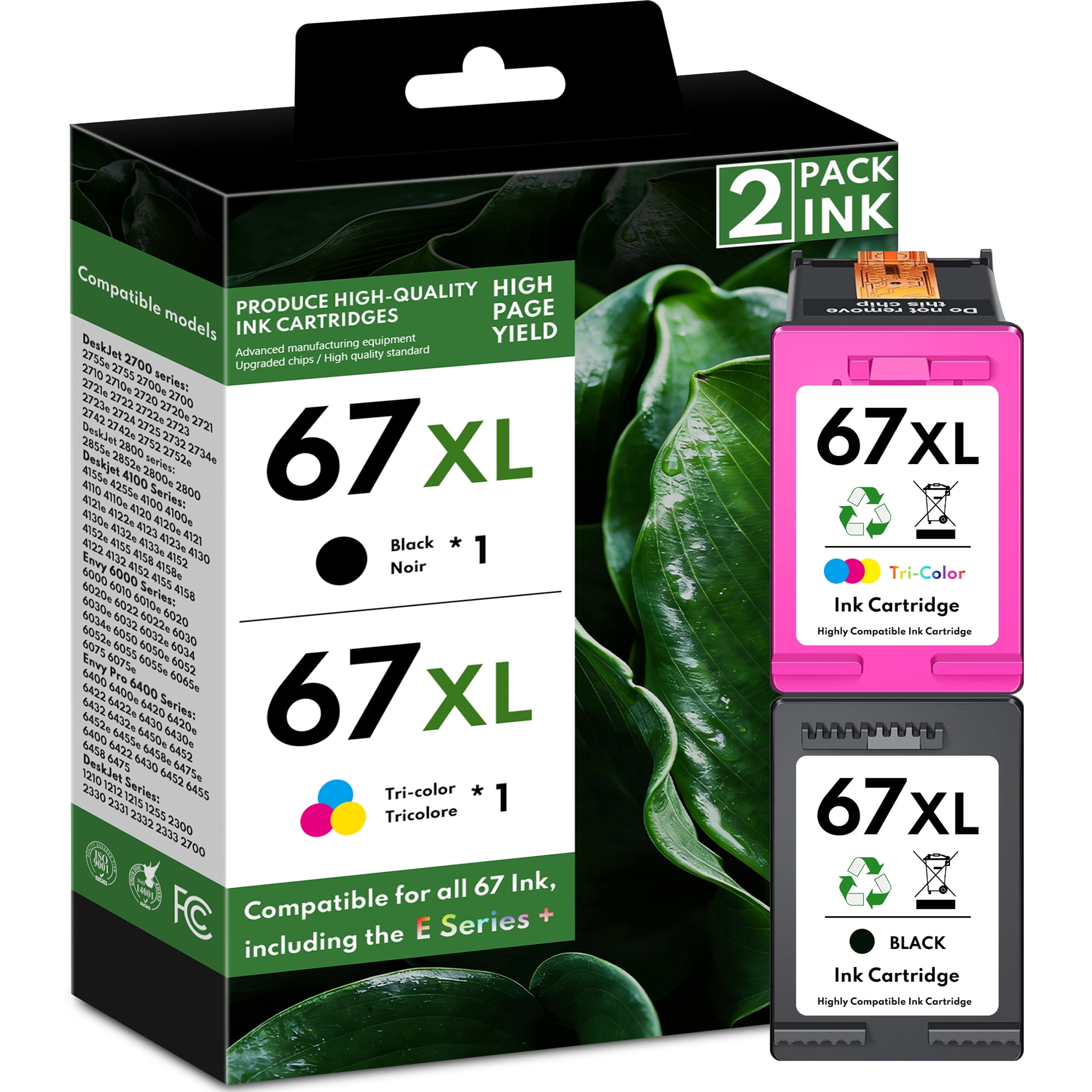 67XL 67 Ink Cartridge Compatible for HP 67 XL Ink Cartridges Deskjet ...