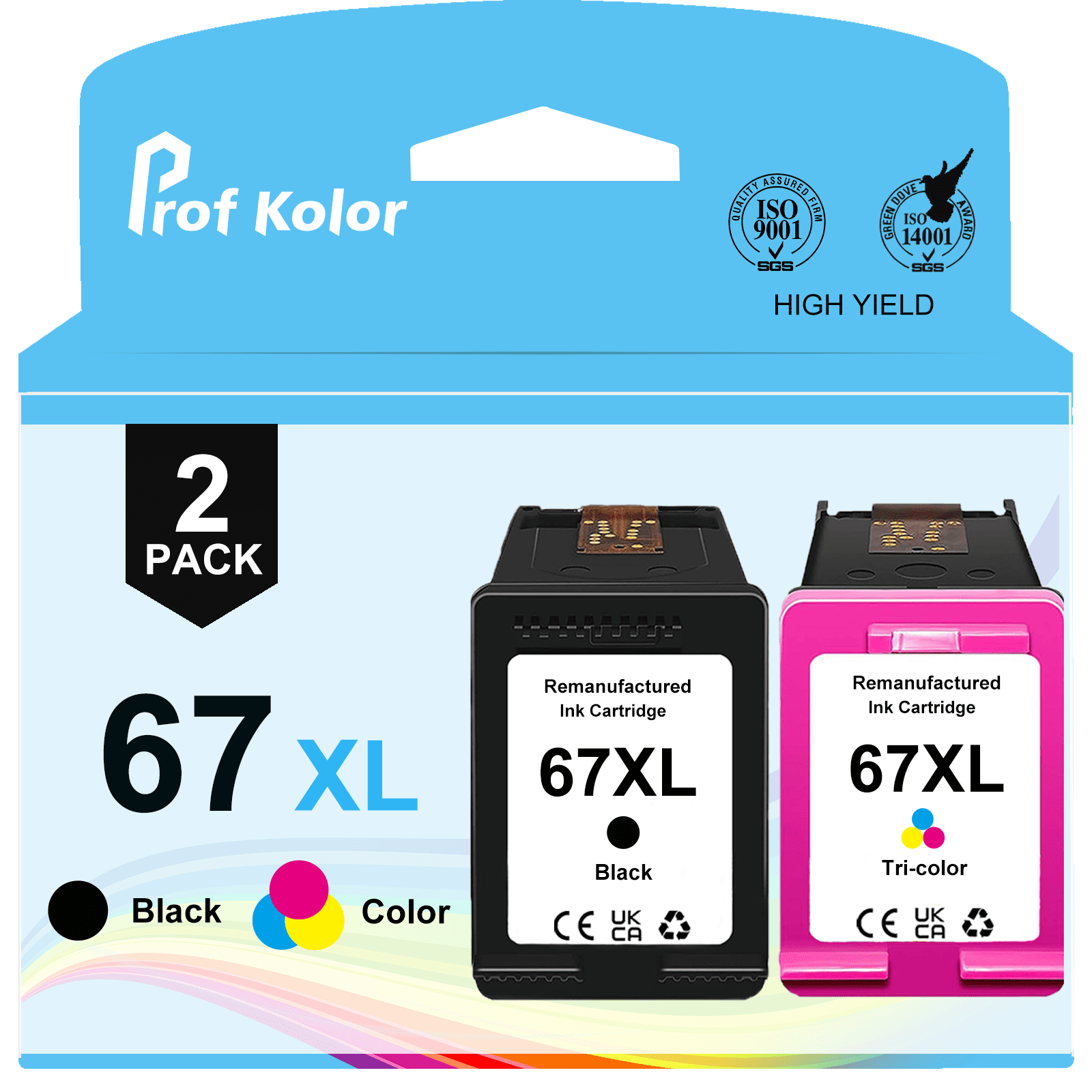 Prof Kolor 67XL High Yield Ink Cartridge for HP DeskJet 2700, 2752 ...