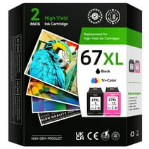 67xl Ink Cartridge 2 Pack Replacement for HP Deskjet 2742e 2752e 2755e ...