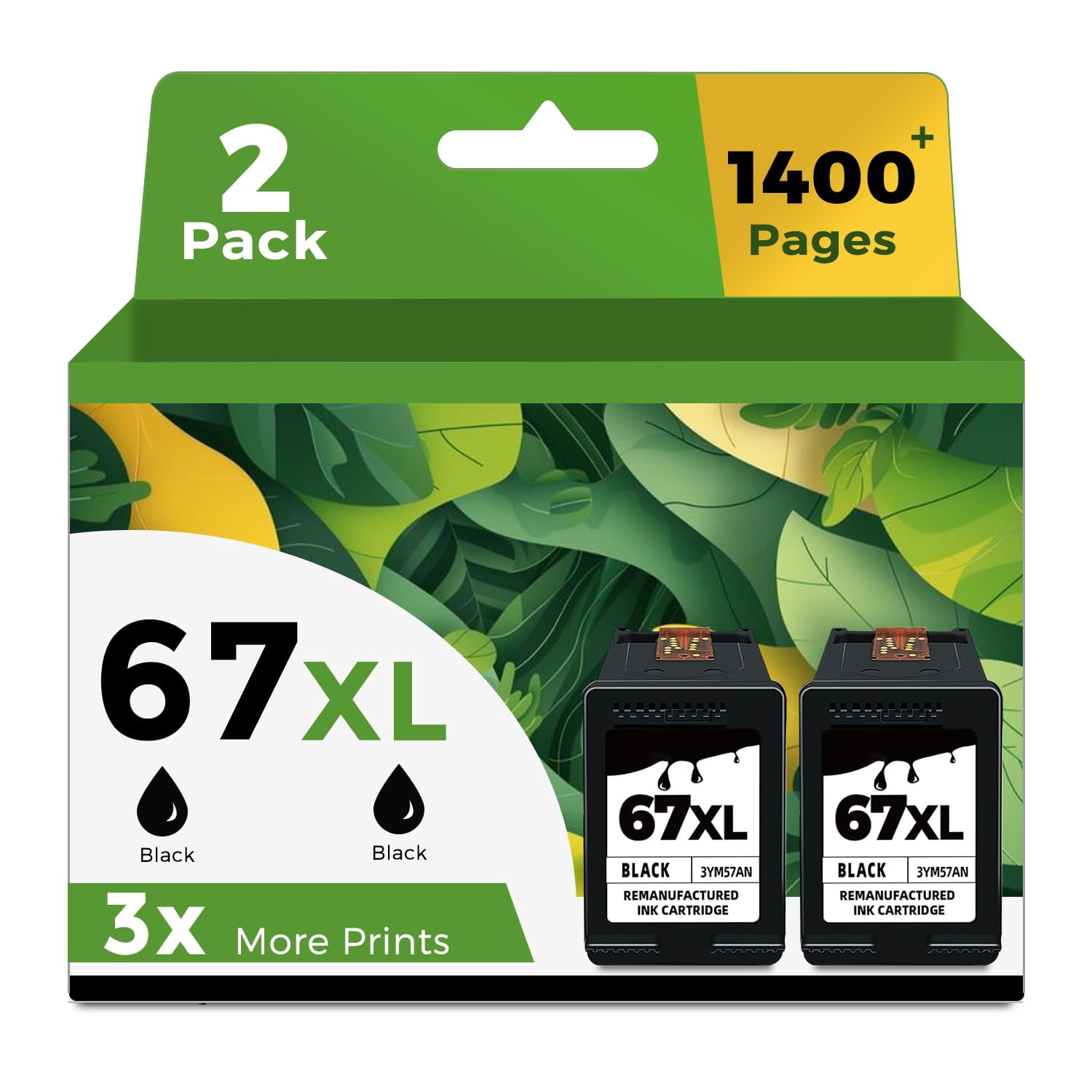 67XL Black Ink Cartridge Replacement for 67 Ink HP67 XL HP67XL BK for ...