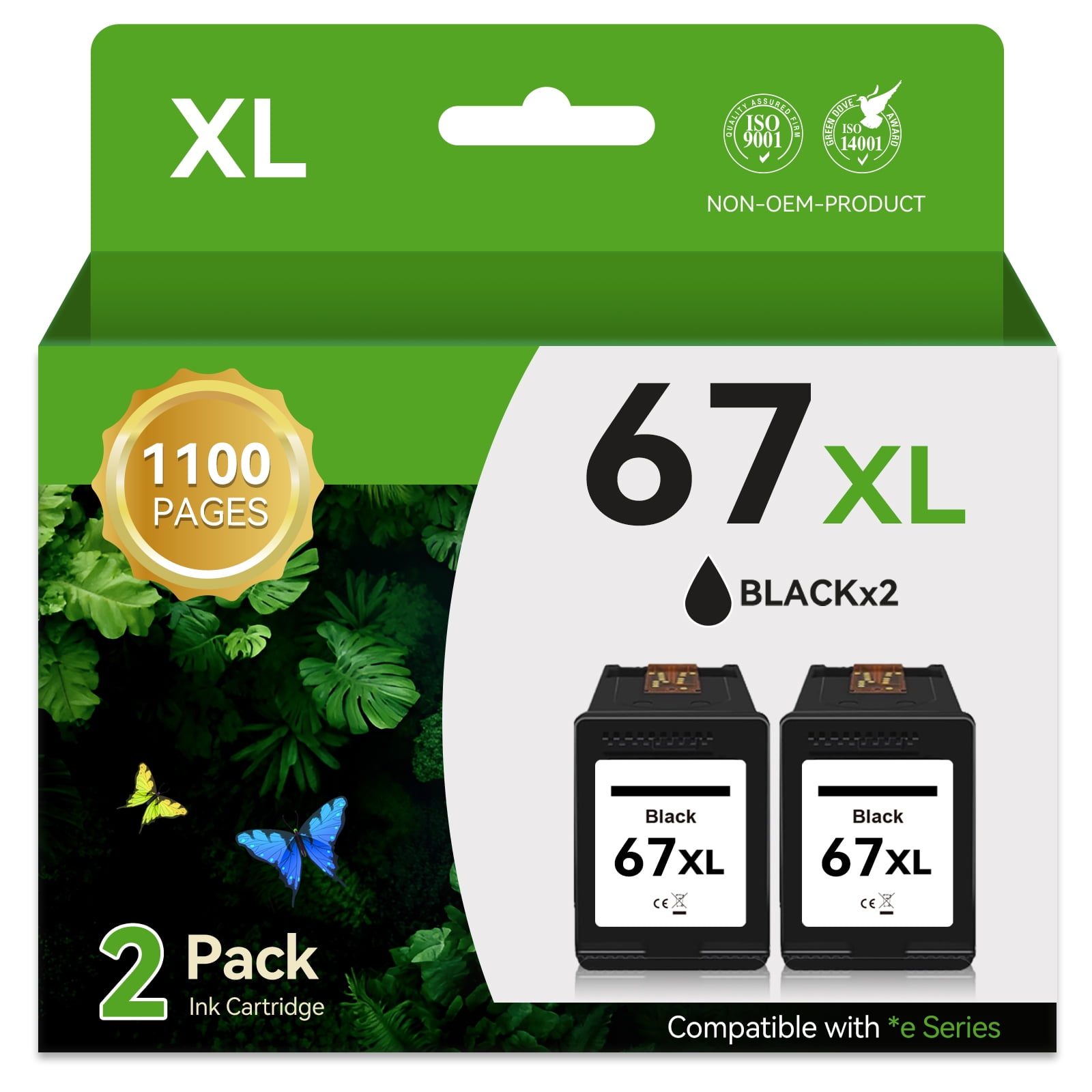 67XL Black Ink Cartridges Compatible for HP 67 Ink Cartridges for HP ...
