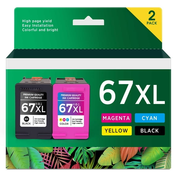 HP 67XL Ink Cartridge Combo Pack, 2PK (1Black/1Tri-Color) for DeskJet ...