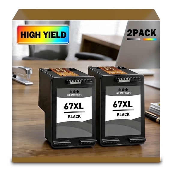 67XL Ink Cartridge Black Twin Pack for 67 Black Compatible for HP ...