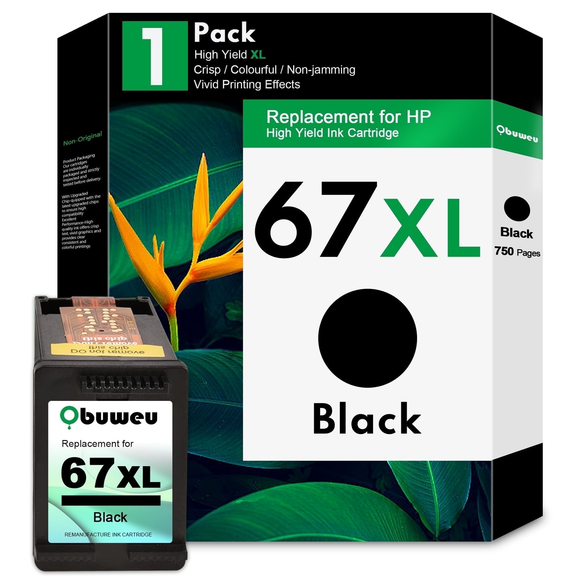67XL Ink Cartridge Black Compatible for HP 67 Ink Cartridge for DeskJet ...
