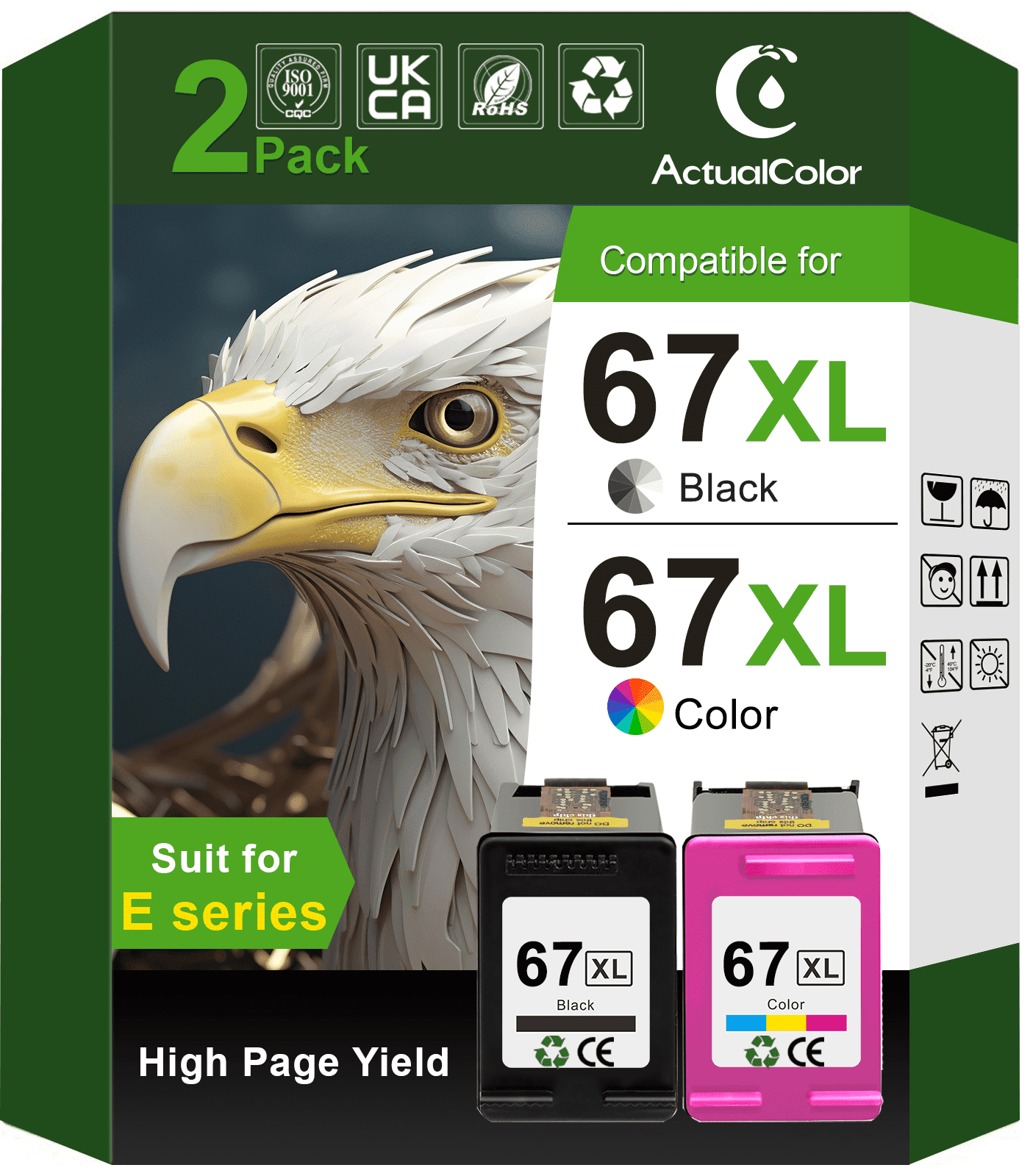 ACTUALCOLOR C 67XL Ink Cartridge, High Yield, Black and Tri-Color ...