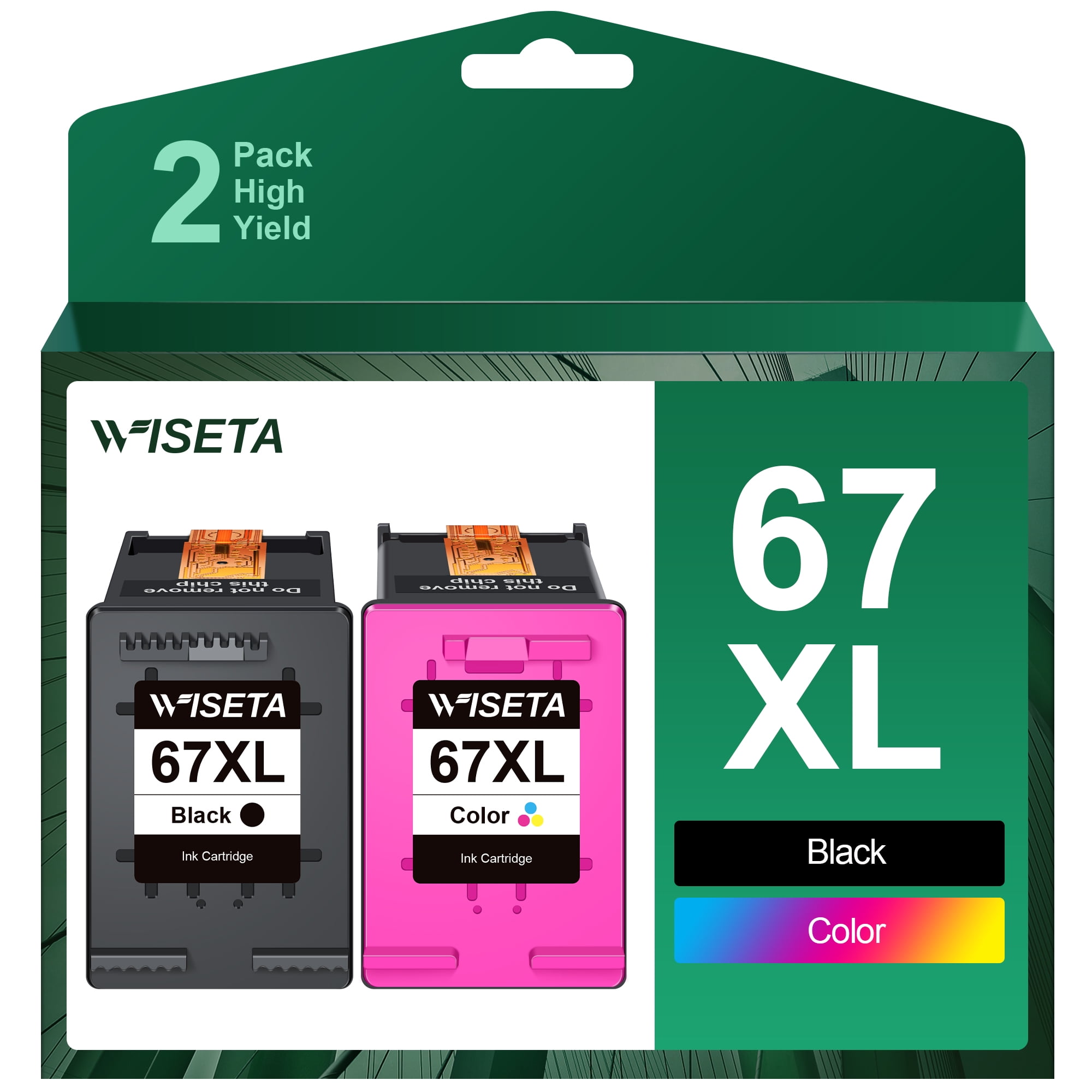 WISETA 67XL Ink Cartridge for HP, Fits DeskJet 2755e, 4155e, 2722, Envy ...