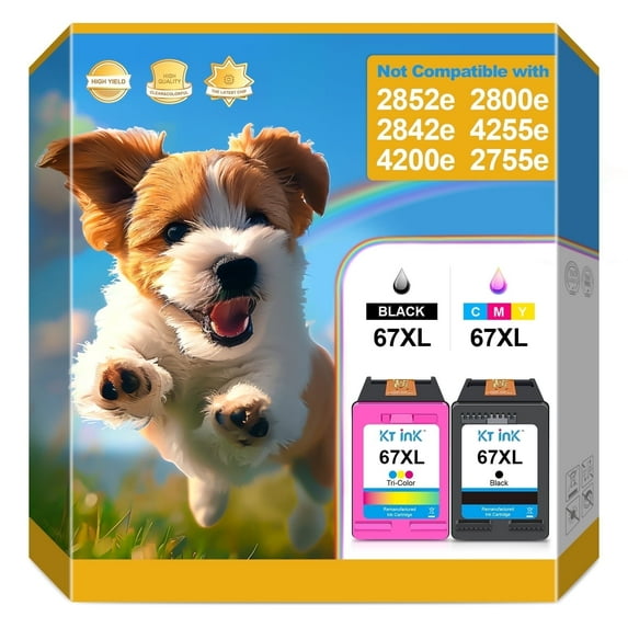 KT INK 67XL Ink Cartridges, Black and Color, High Yield, Compatible for ...