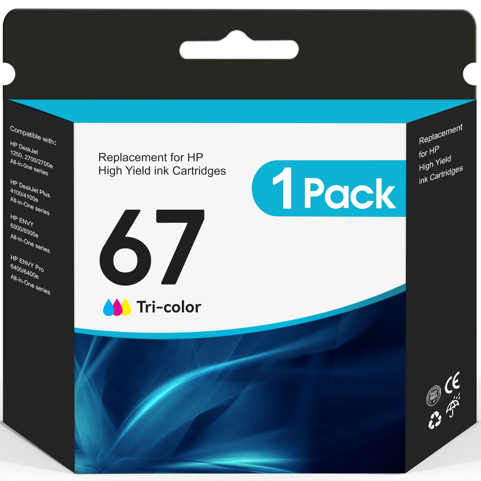 67 Tri-color Ink Cartridge for HP 67 67xl Ink Cartridge, (1 Pack ...