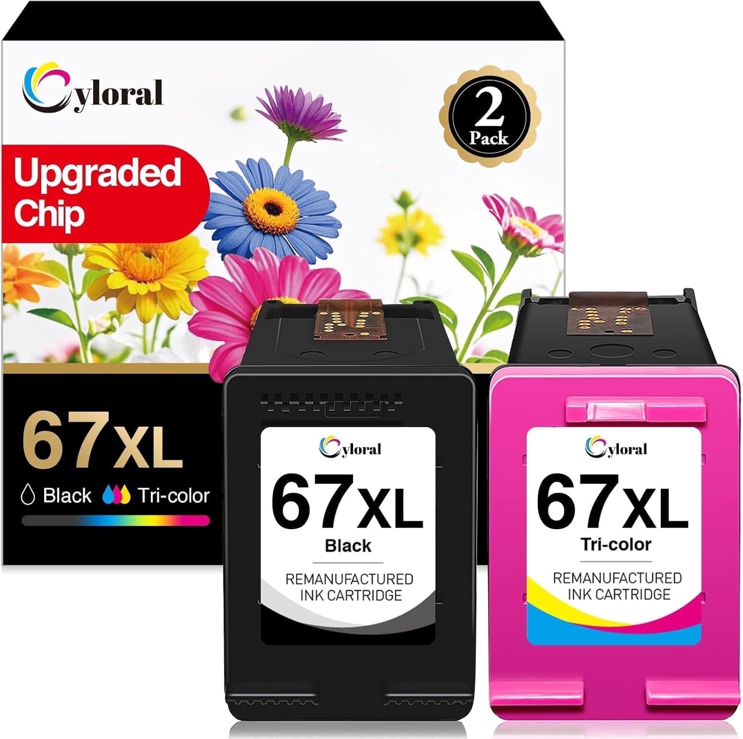 67XL Ink Cartridges Black and Color Compatible with HP 67 XL DeskJet ...