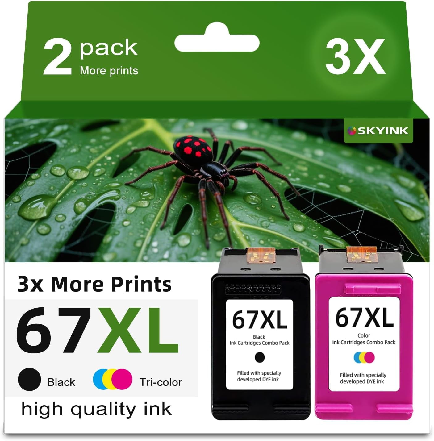 67XL Ink Cartridges Black/Color Combo Pack Replacement for 67 XL 2827e ...