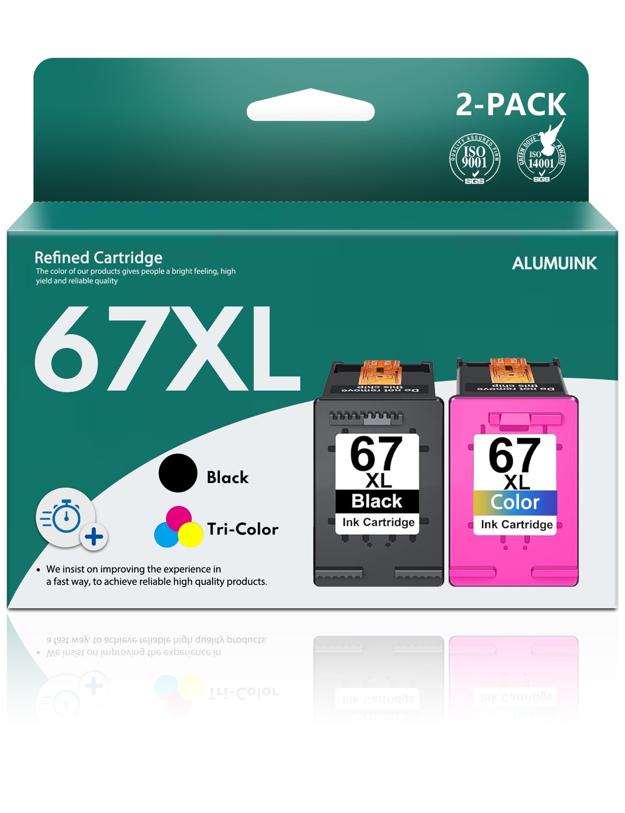 67XL Ink Cartridges Black Color Combo Pack Compatible for HP Ink 67 ...