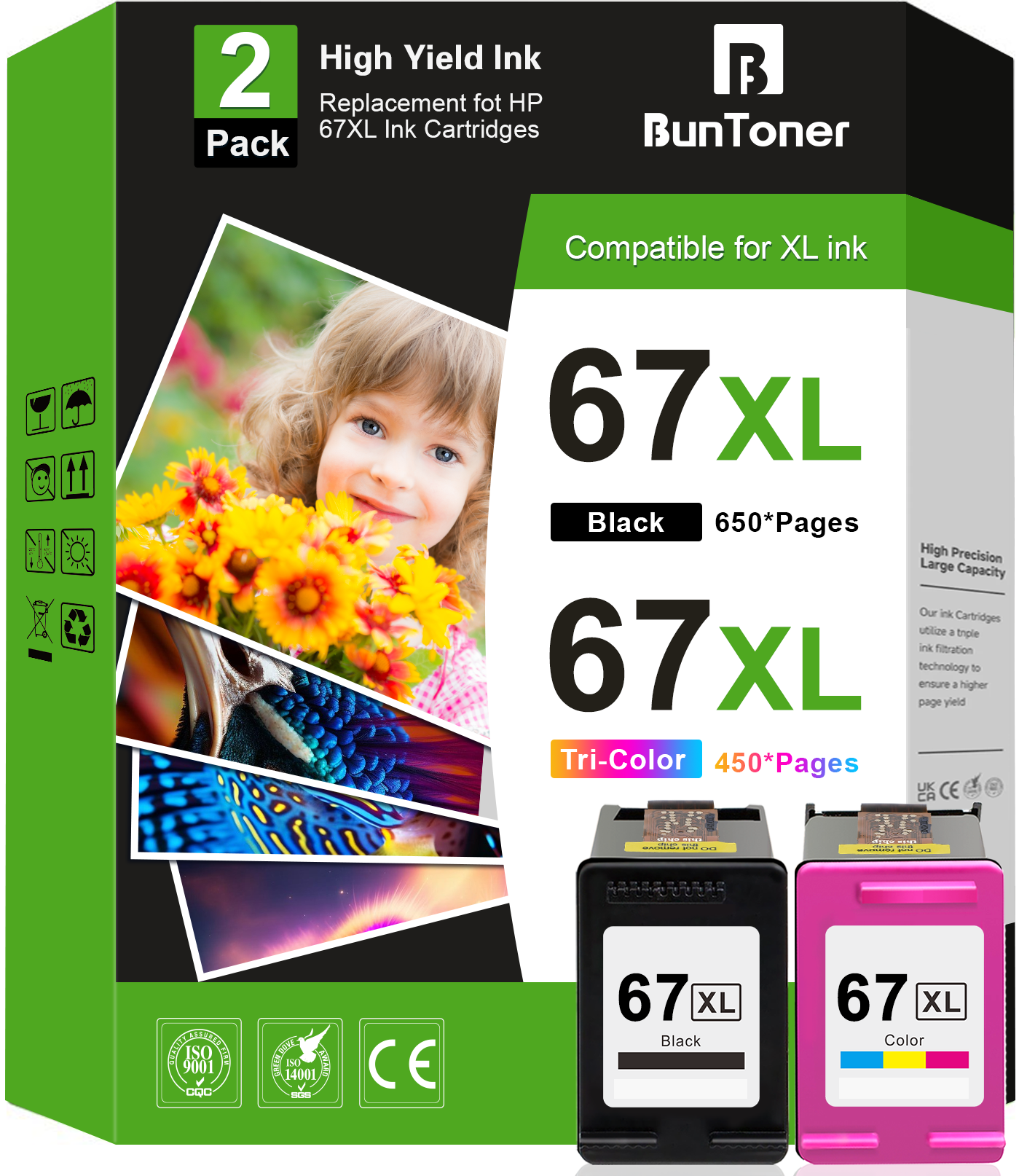 67XL Ink Cartridges Compatible for HP 67 Ink Cartridge for HP Printer ...